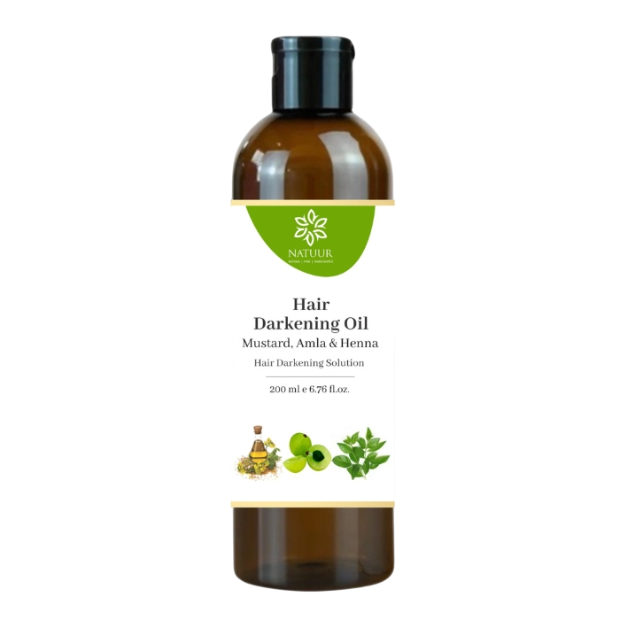 Natuur hair darkening oil - Mustard, amla and henna 200 ml – Natuur.in