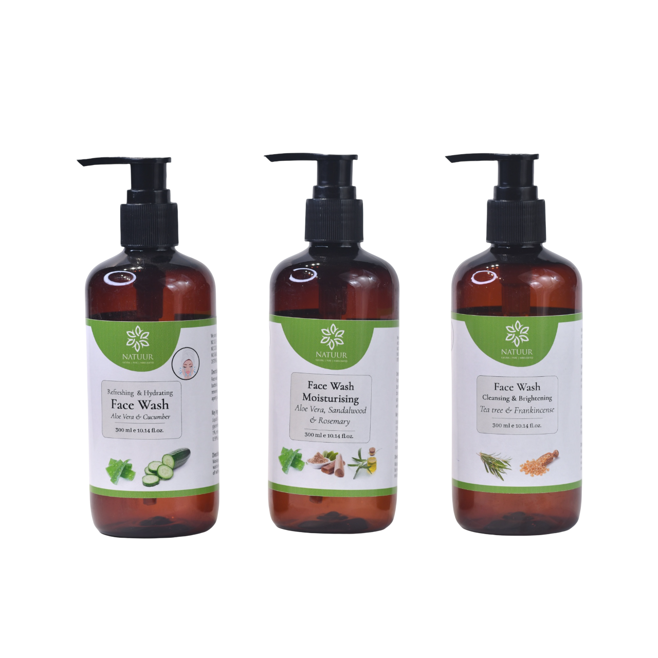 Natuur Face Wash Set - Aloe Cucumber, Vitamin E & Tea Tree (300ml ...